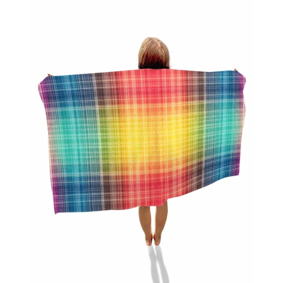 Colorful Plaid Beach Towels Oversized Super Absorbent, Modern Chic ...