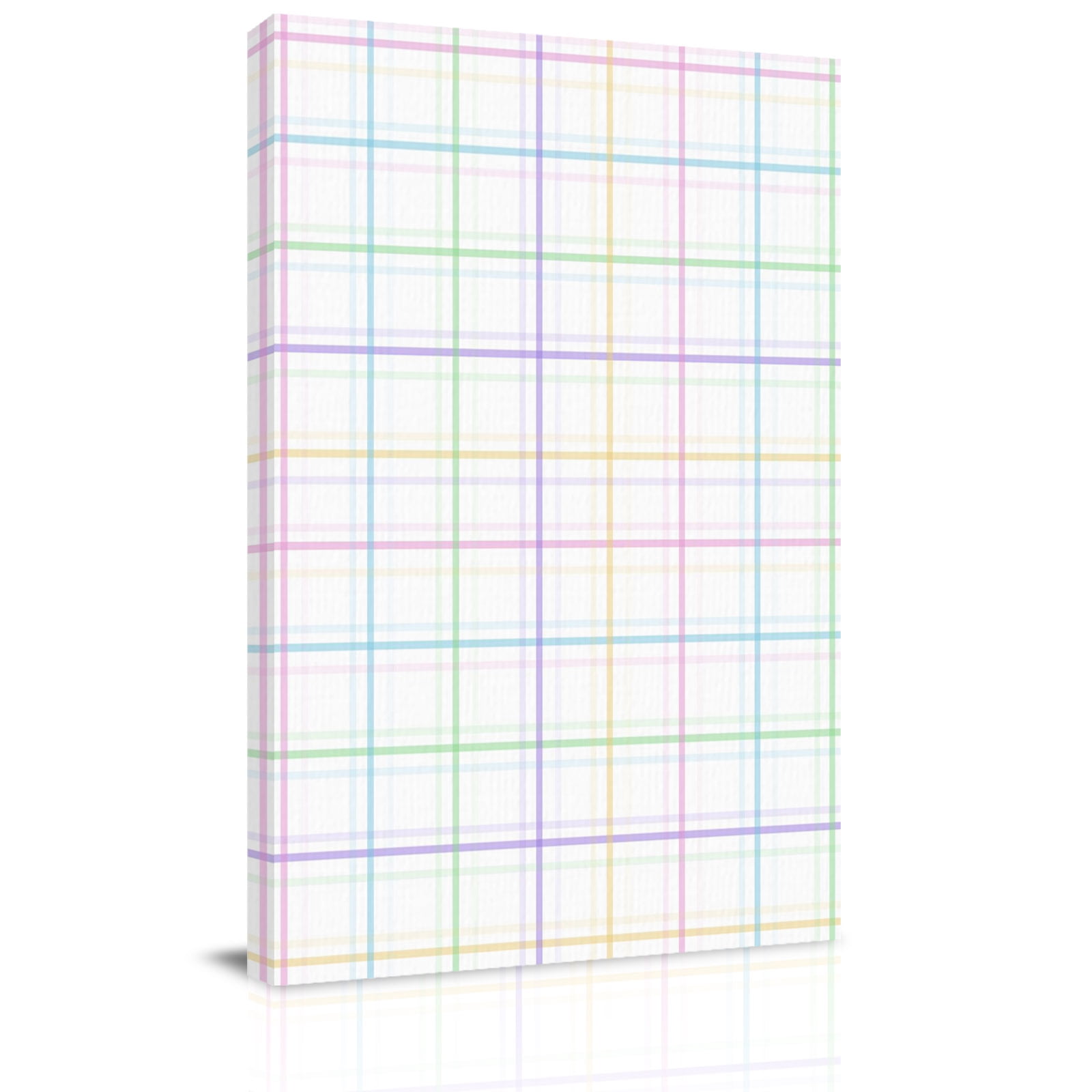 Colorful Plaid Canvas Wall Art for Living Room, Yellow Pink Blue Green ...