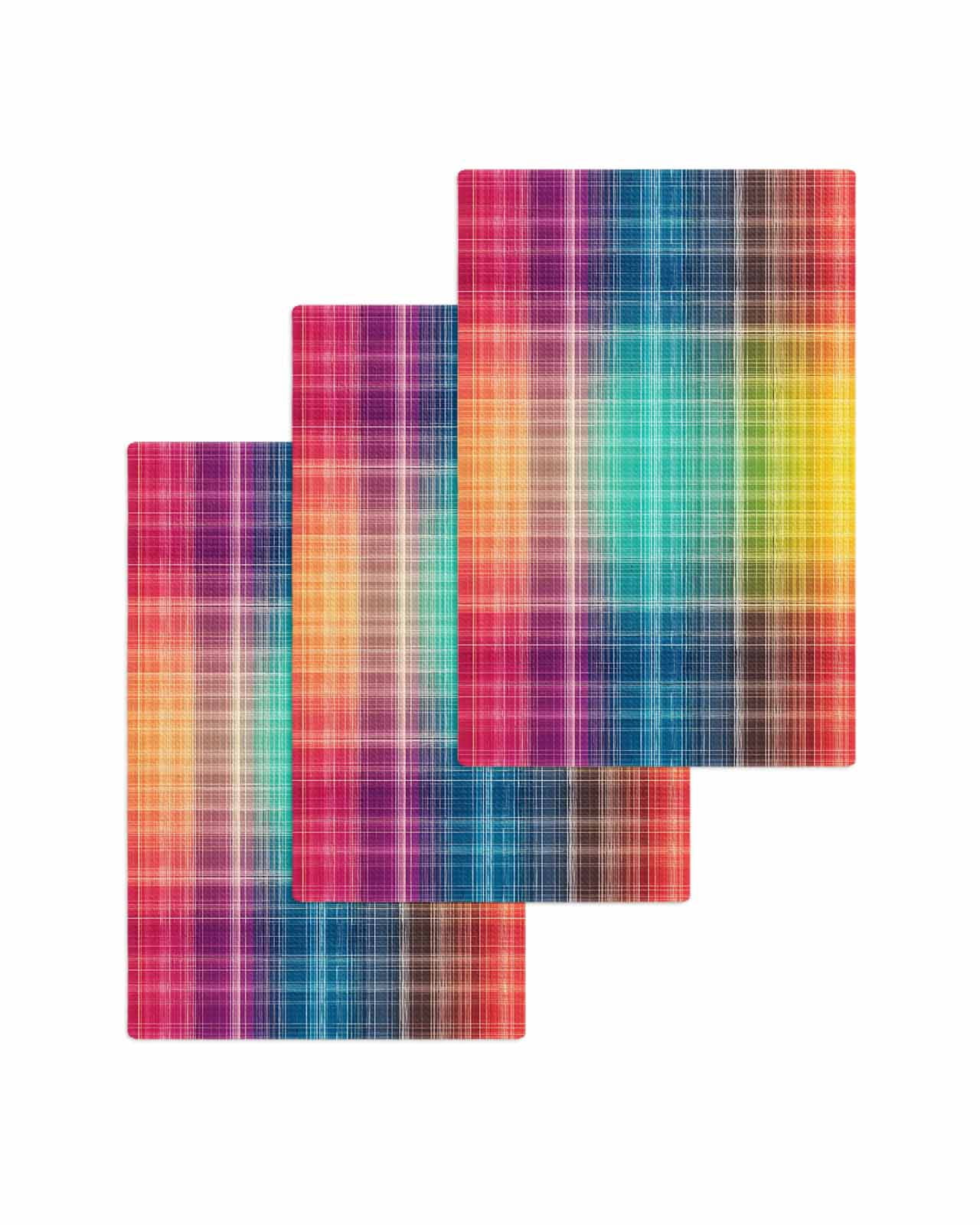 Colorful Plaid Kitchen Dish Towels for Drying Dishes Set of 3, Modern ...