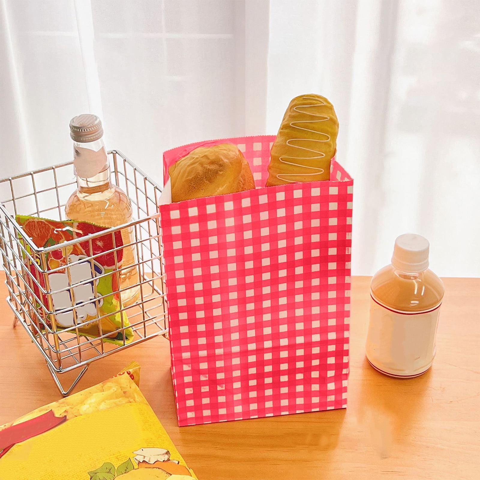 Colorful Plaid Kraft Paper Gift Bags 9x5.9x3.1 inch Small Party Favor ...