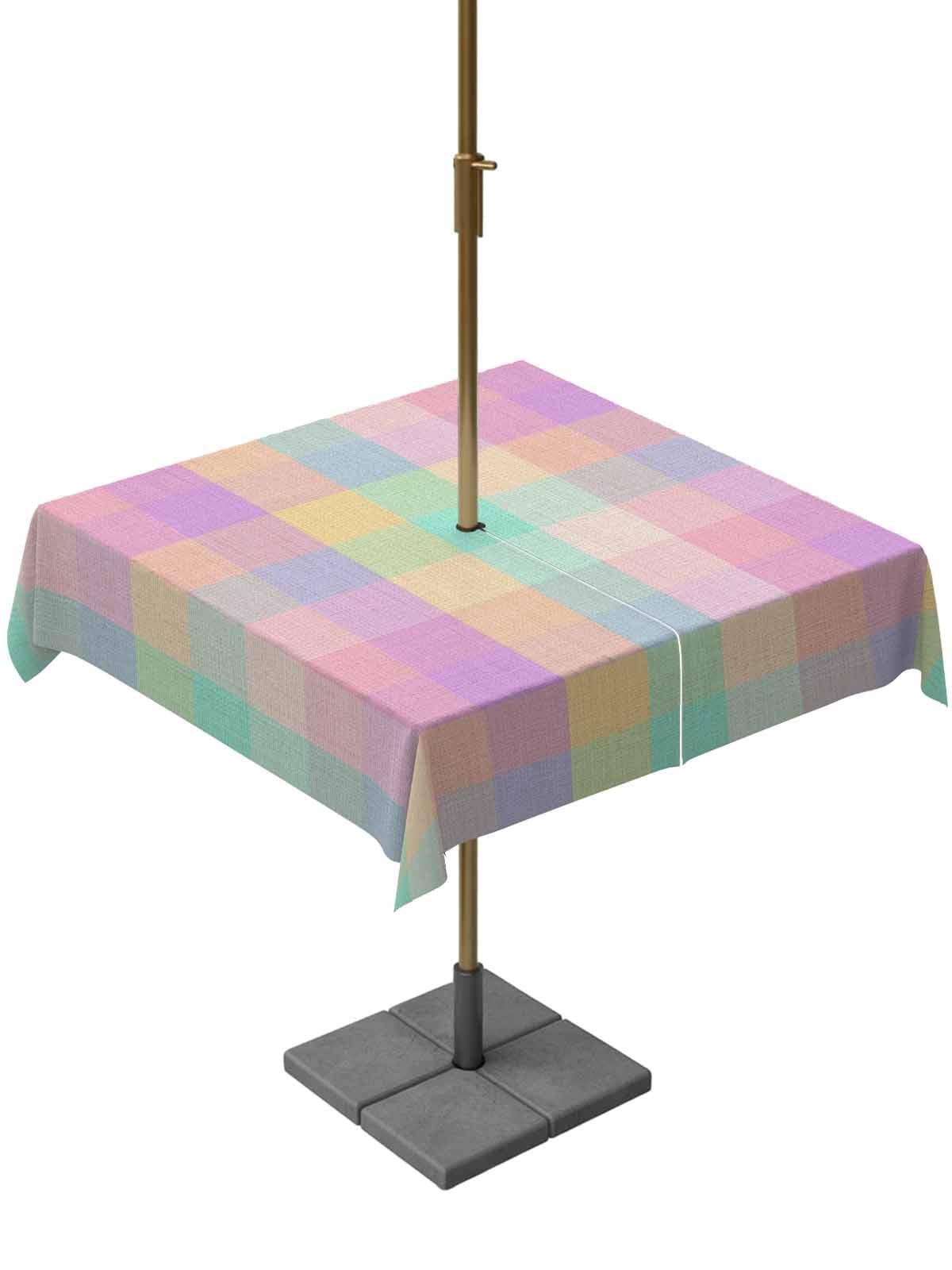 Colorful Plaid Square Outdoor Tablecloth with Umbrella Hole Simple ...