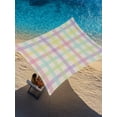Colorful Plaid Sun Shade Sail 6.5' x 10', Country Farm Red Purple Blue ...