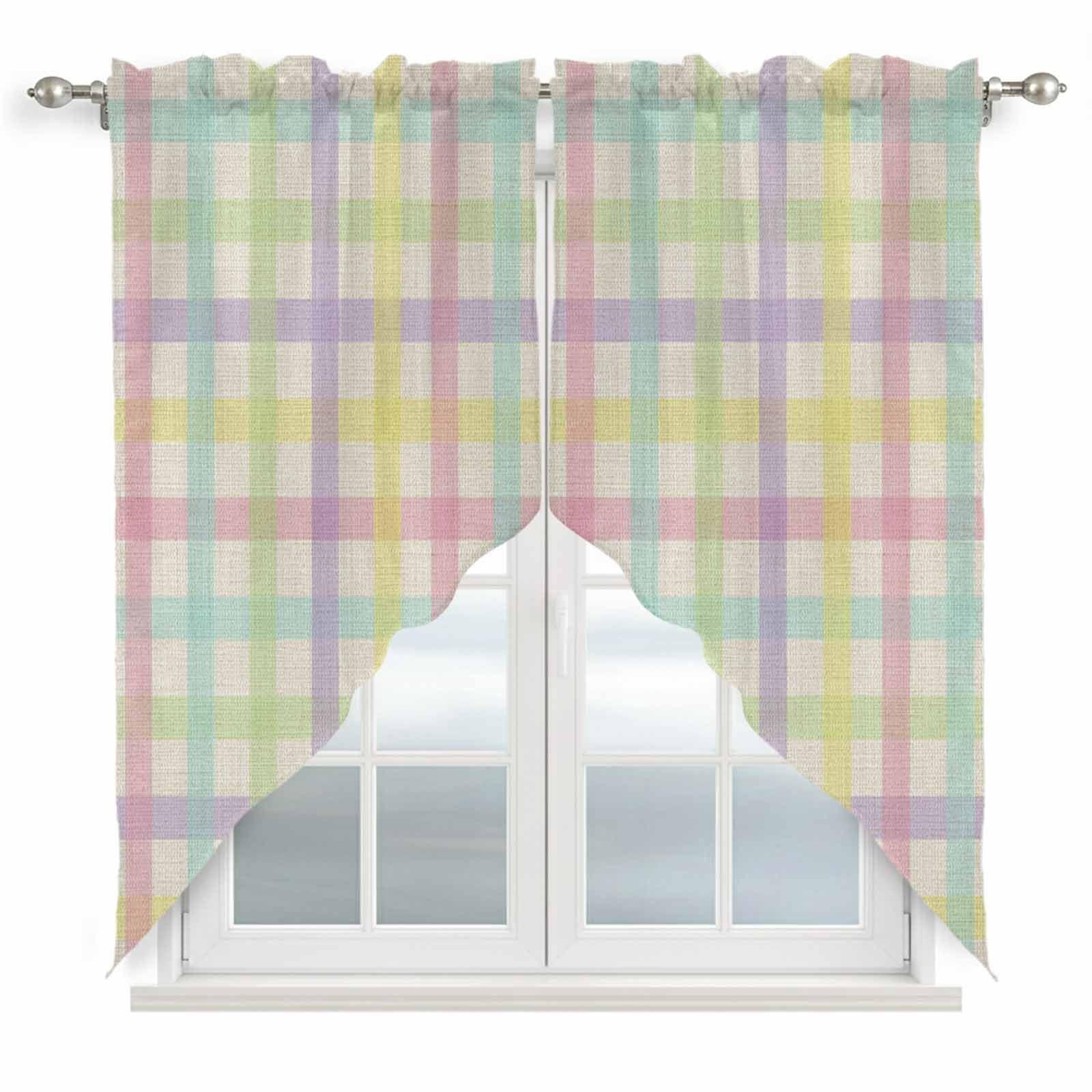 Colorful Plaid Swag Curtain Valance for Window 2 Panels Country Farm ...