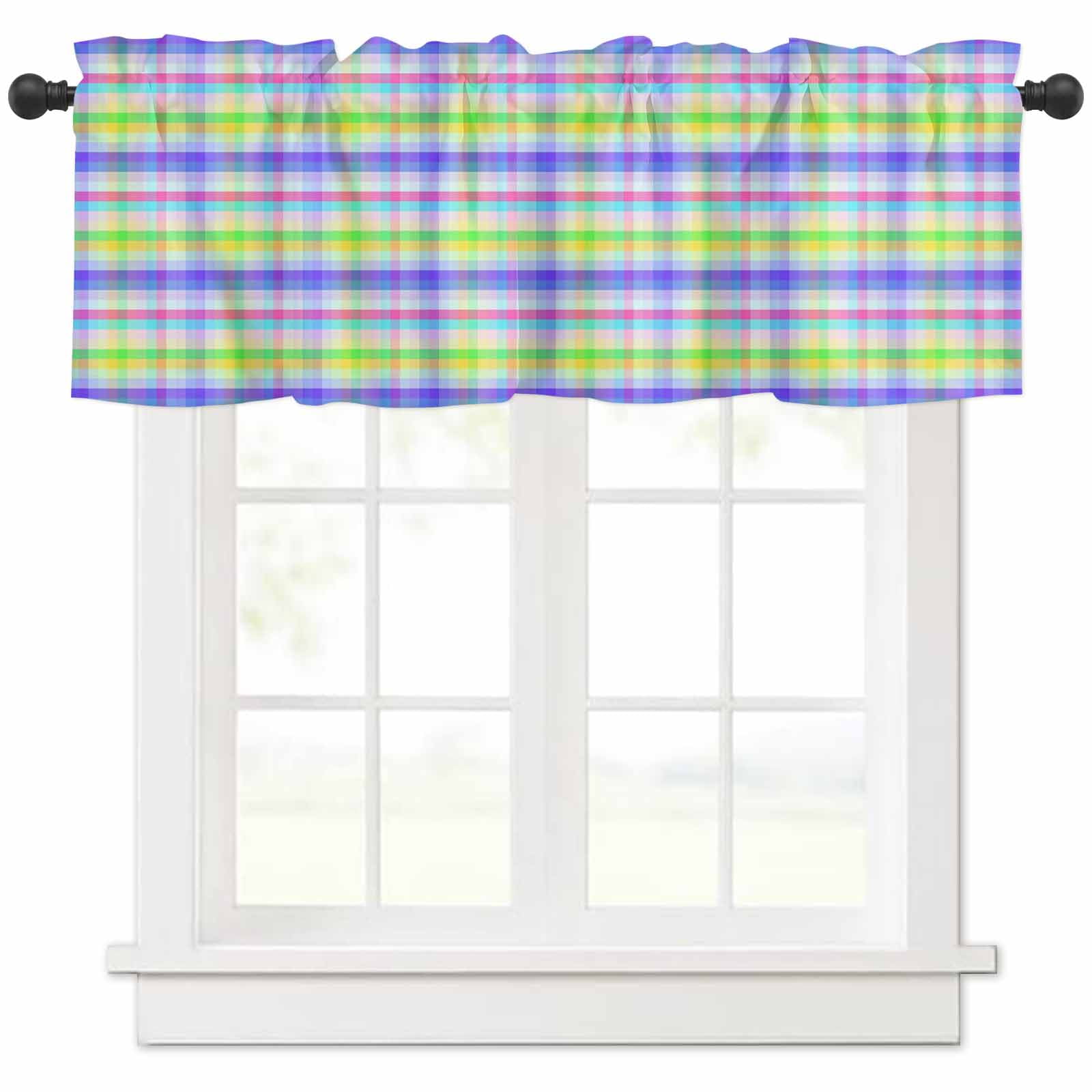 Colorful Plaid Valances for Windows Farmhouse Kitchen Curtains Valances ...