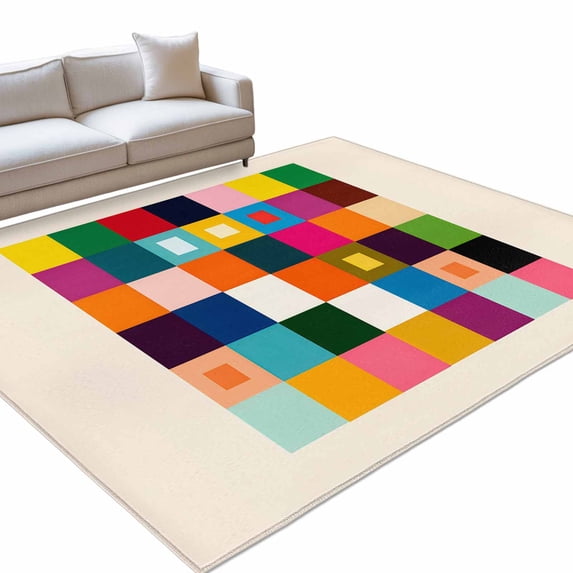 Colorful Plaid Washable Rug 5x7 Area Rug for Living Room Bedroom Non ...