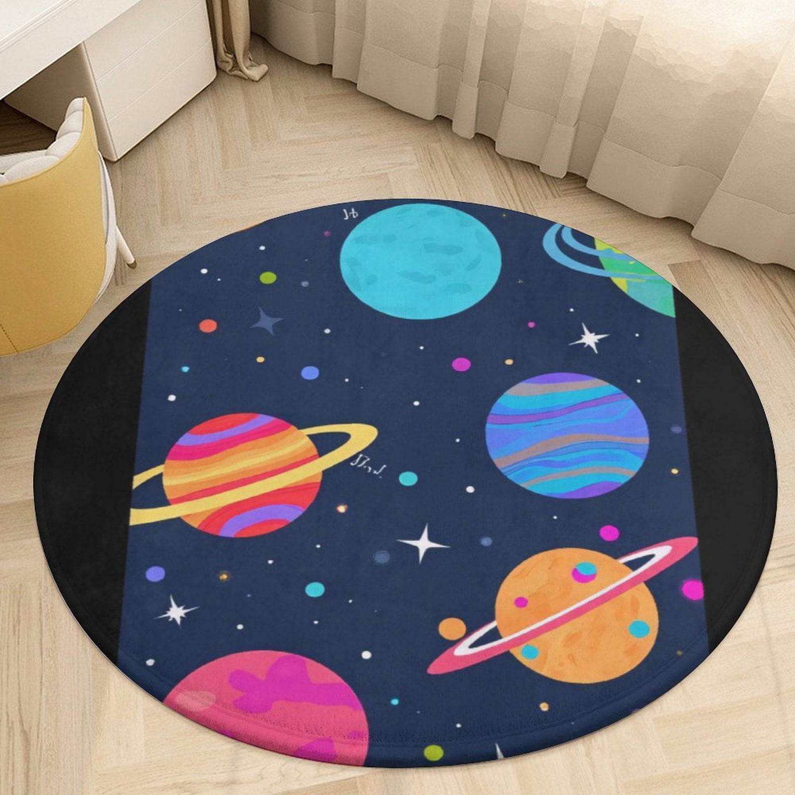 Colorful Planets Space Print-2 Round Area Rugs for Bedroom Living Room ...