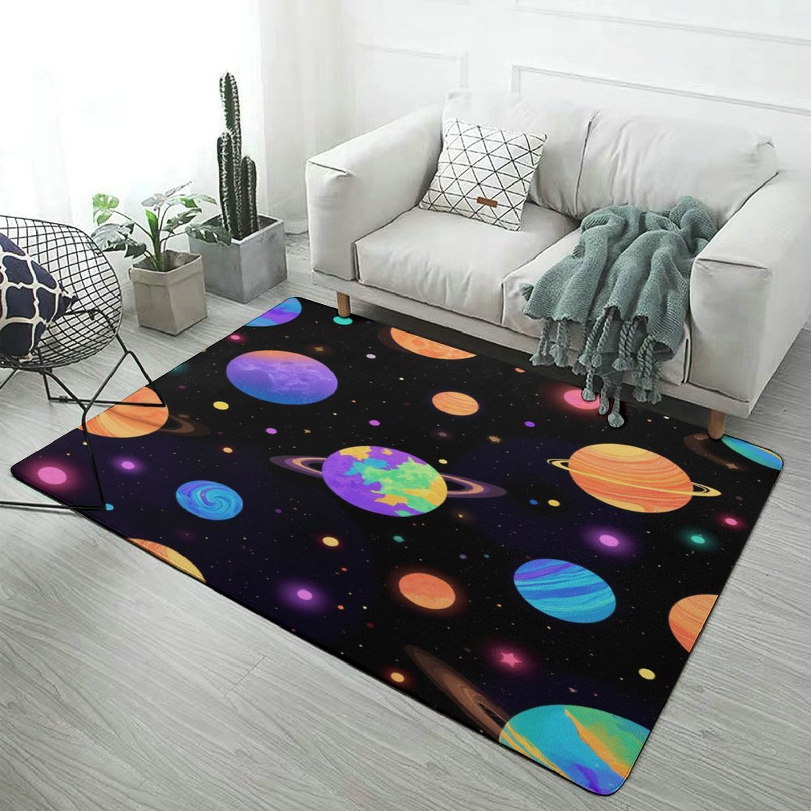 Colorful Planets Space Print Area Rugs Soft Carpet Suitable for Living ...