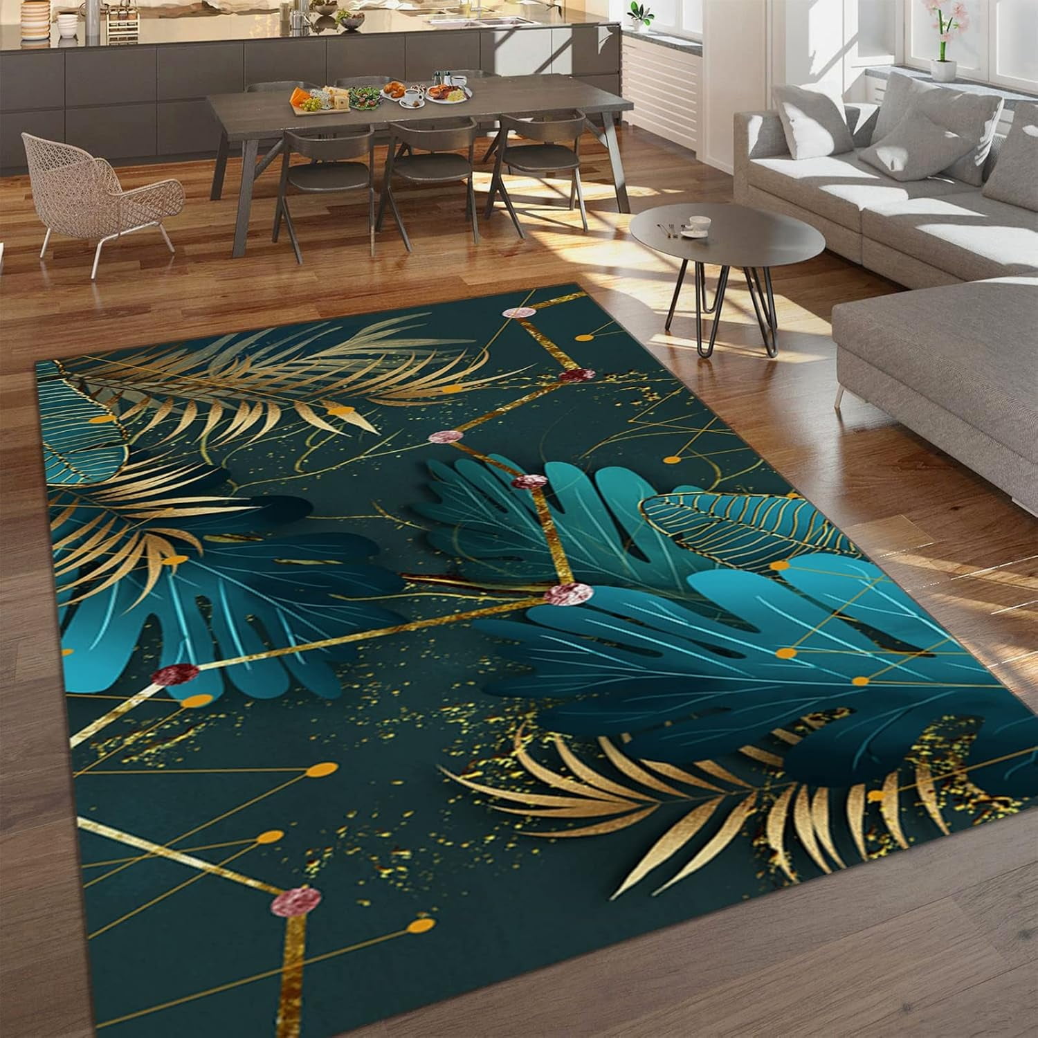 Colorful Plant Leaf Area Rugs, Tropical Rainforest Custom Carpet, Area ...