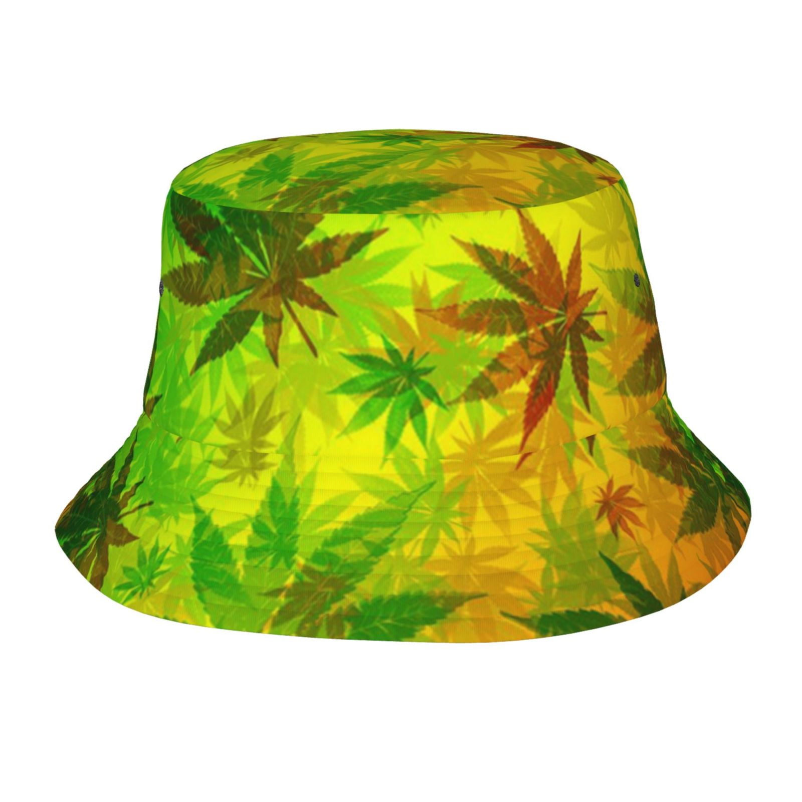 Colorful Plant Leaf Bucket Hat,Packable Sun Cap,Max Protection For Uva ...