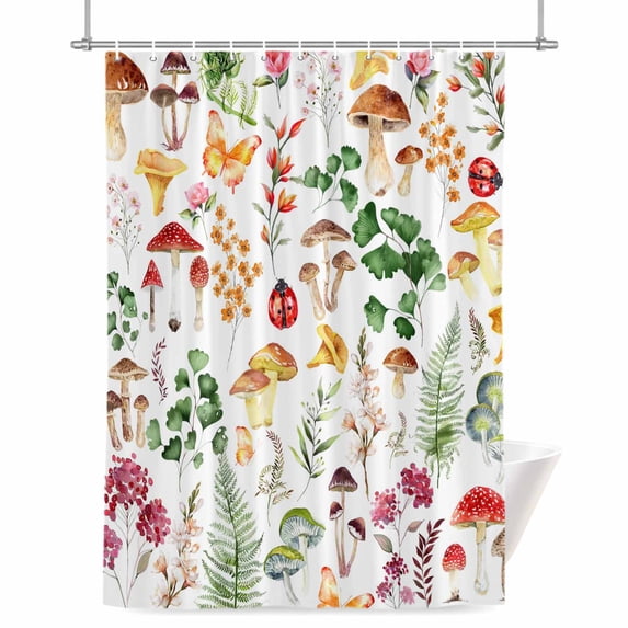 Colorful Plants Shower Curtains for Bathroom, Spring Watercolor Red ...