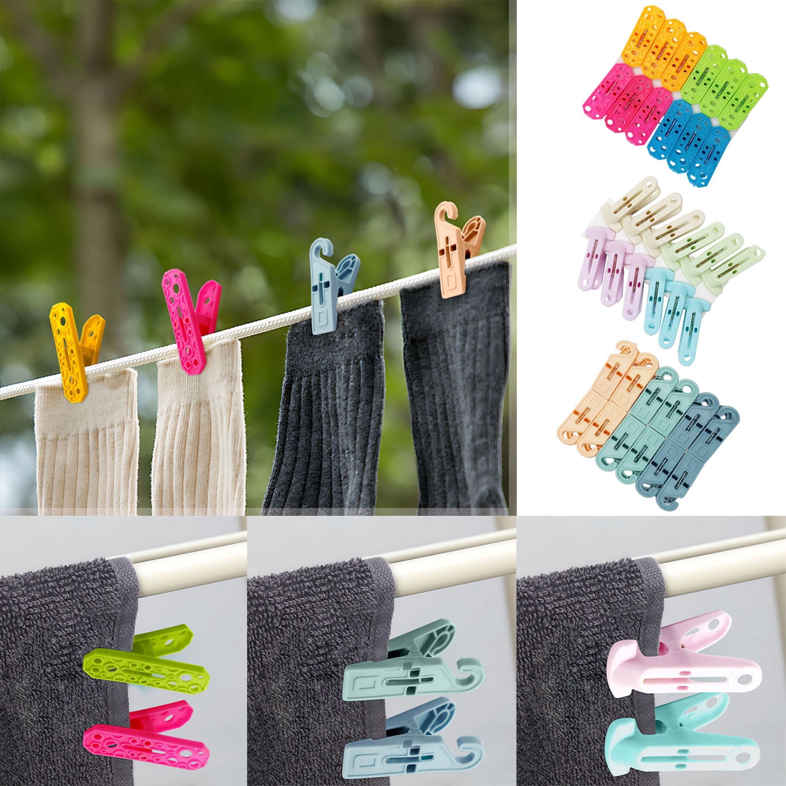 Colorful Plastic Clip Holders, 12-Pack Drying Clips, Fashionable ...