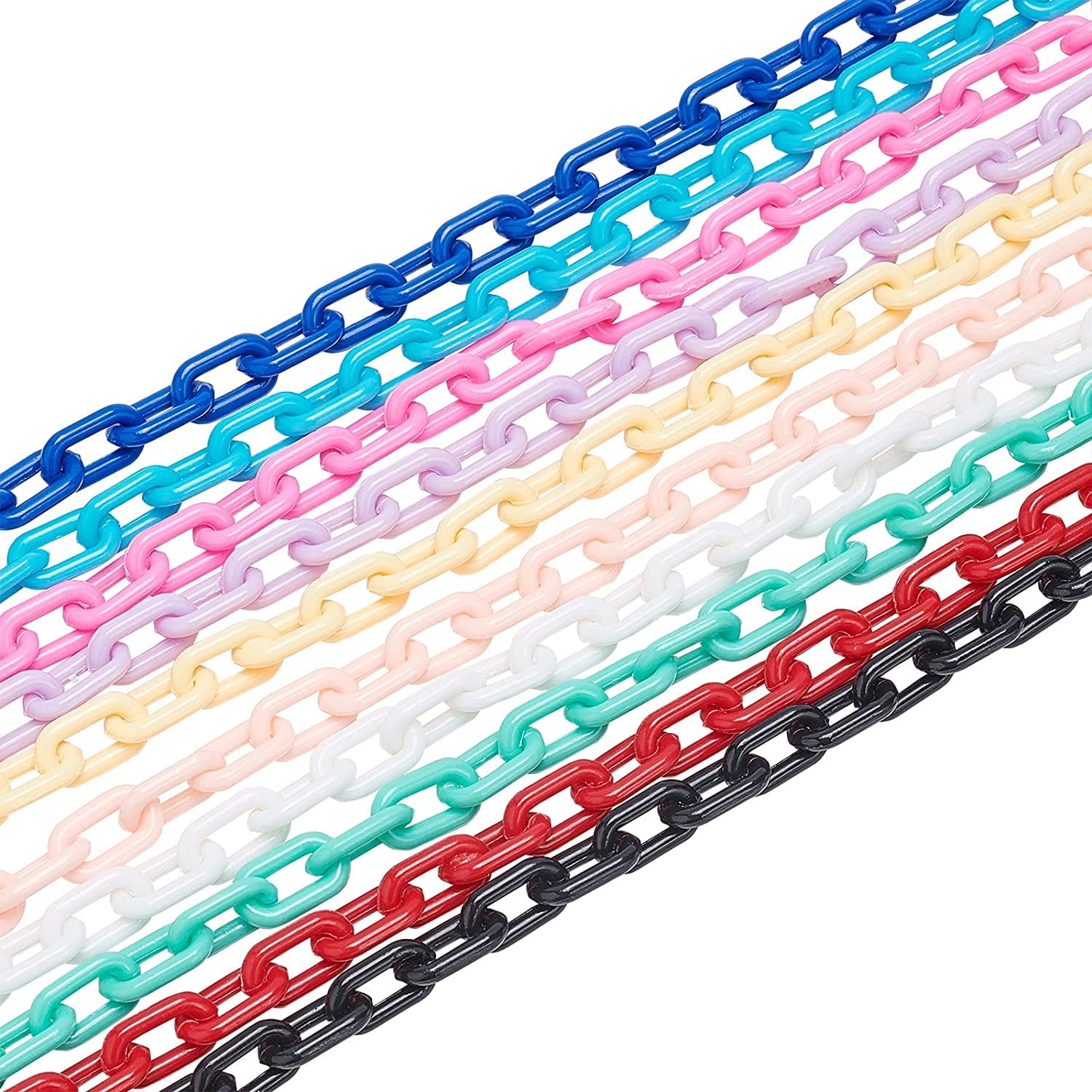 Colorful Plastic Jewelry Chains20 Strands 10 Colors Curb Chain Links ...