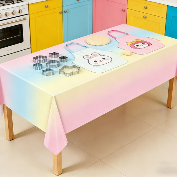 Colorful Plastic Party Tablecloth - Disposable Waterproof Table Cover ...