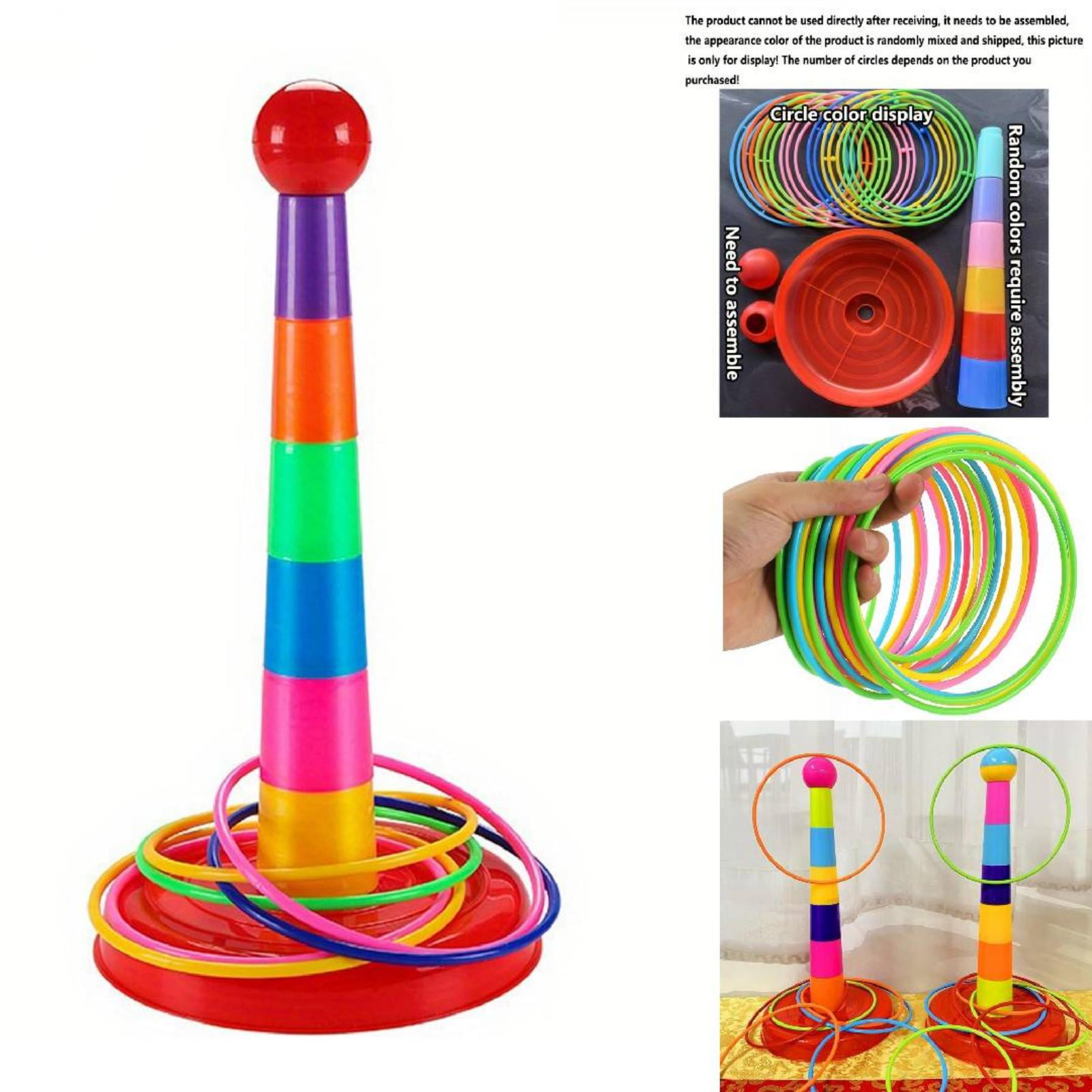 Colorful Plastic Sport Ring Toss Game Set for Kids,2 Colorful Columns+ ...