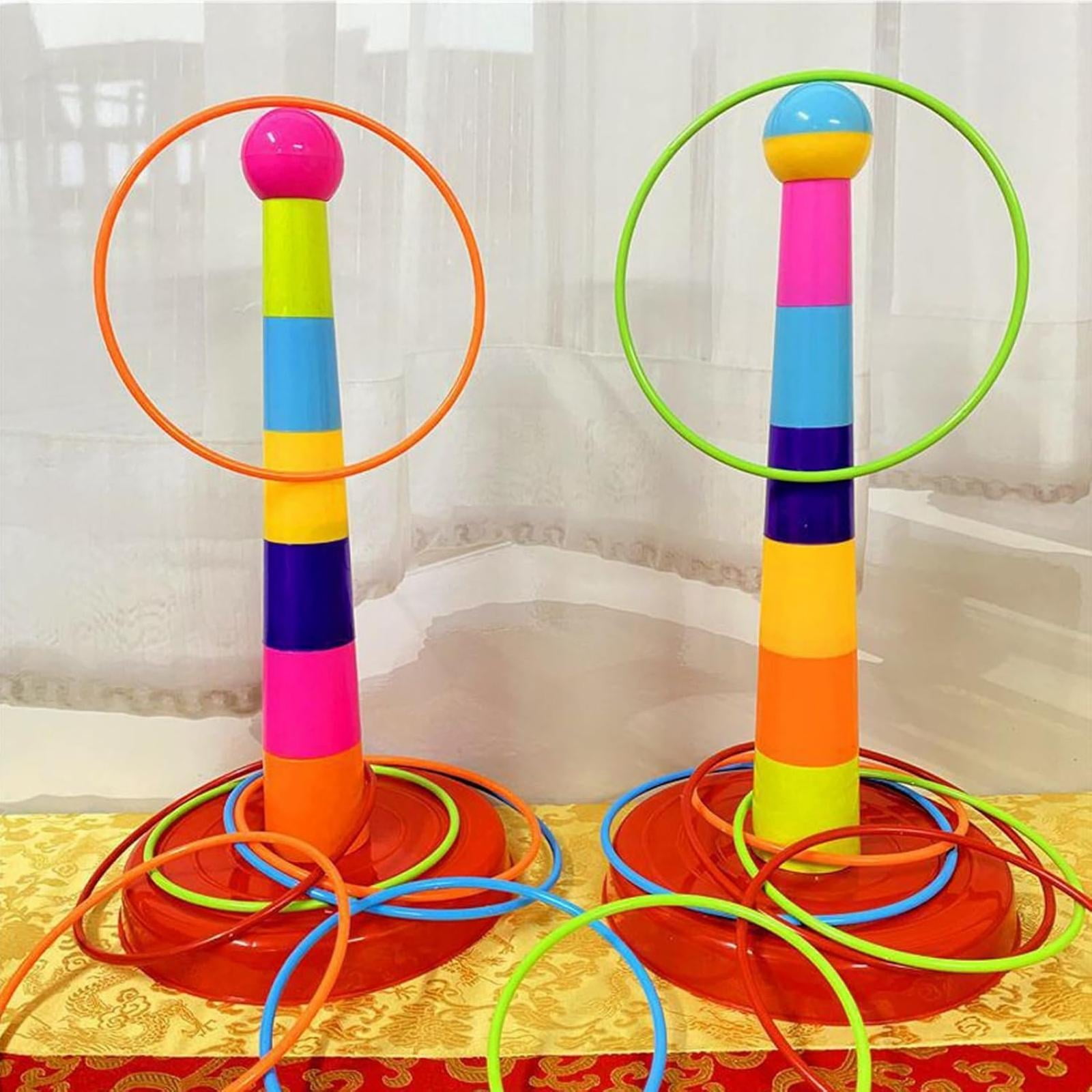 Colorful Plastic Sport Ring Toss Game Set for Kids,2 Colorful Columns+ ...