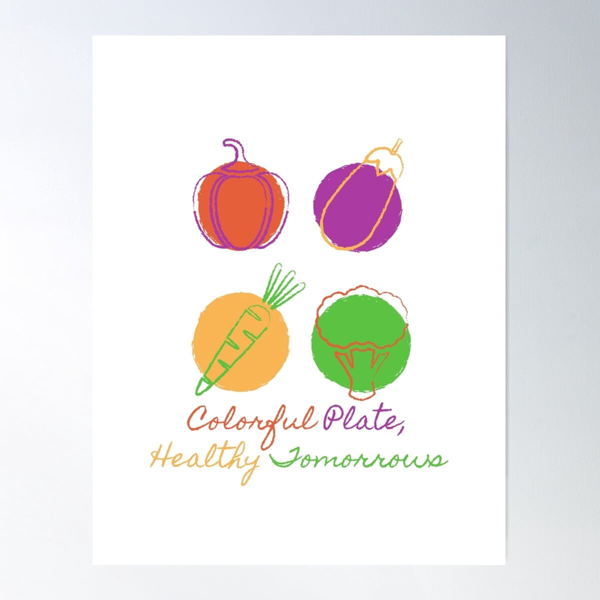 Colorful Plate, Healthy Tomorrows Poster Wall Art, Modern Wall Decor ...
