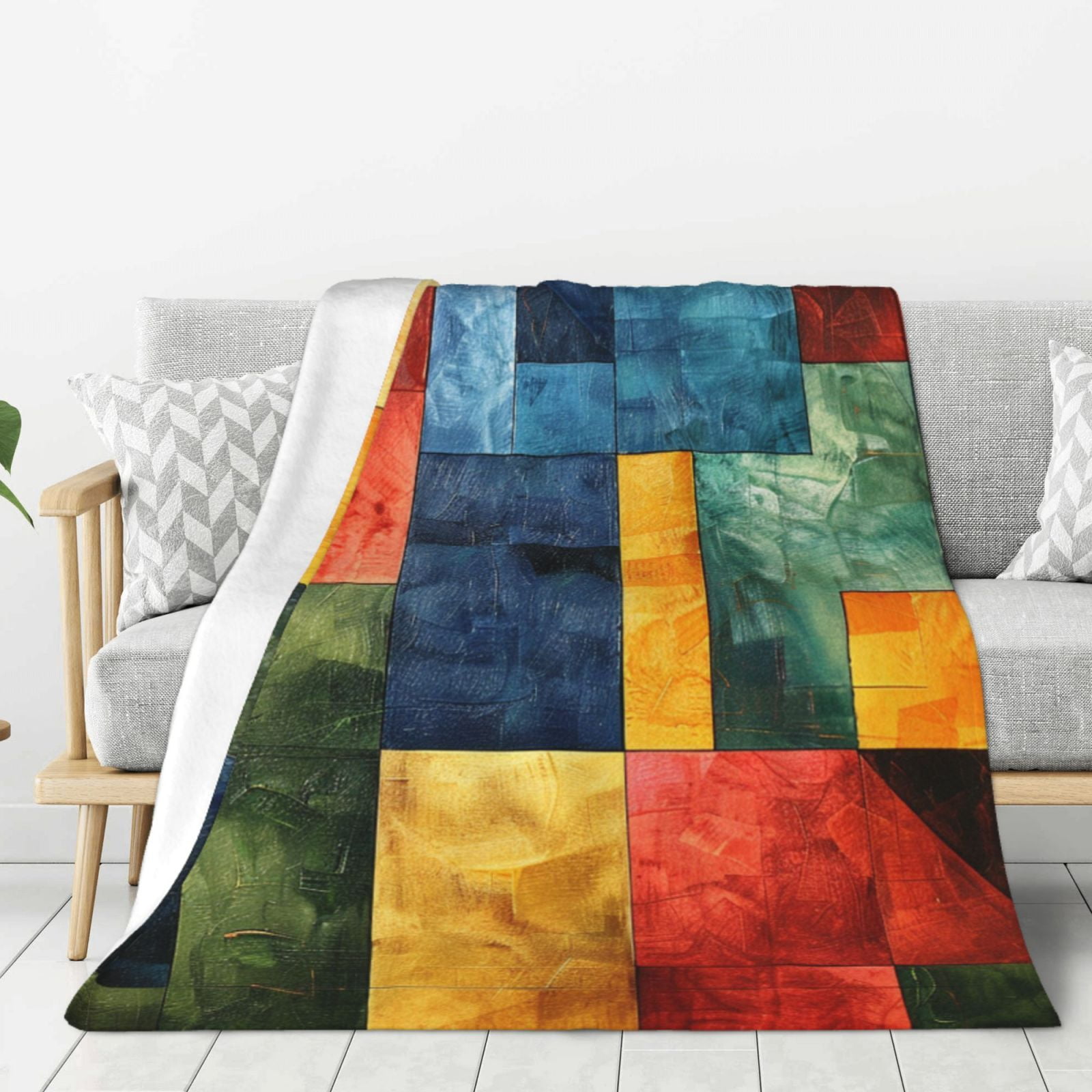 Colorful Plate Square Lightweight Plush Fuzzy Cozy Soft Blankets 60"X50 ...