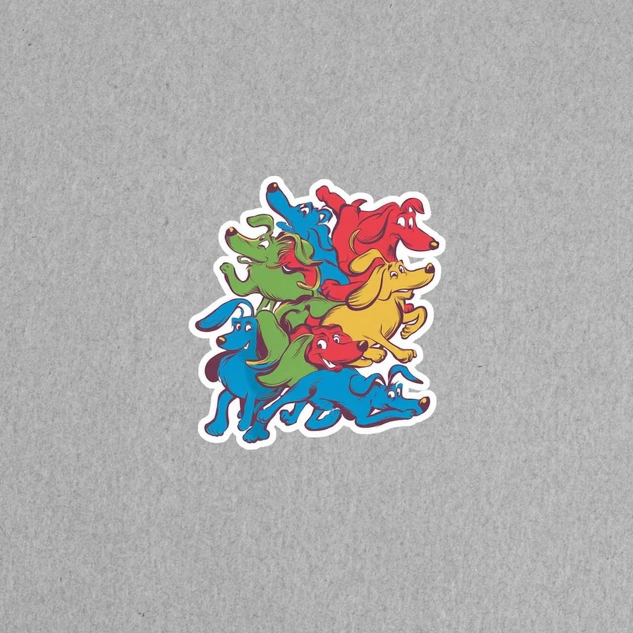 Colorful Playful Dogs Sticker - Fun Cartoon Canine Illustration ...