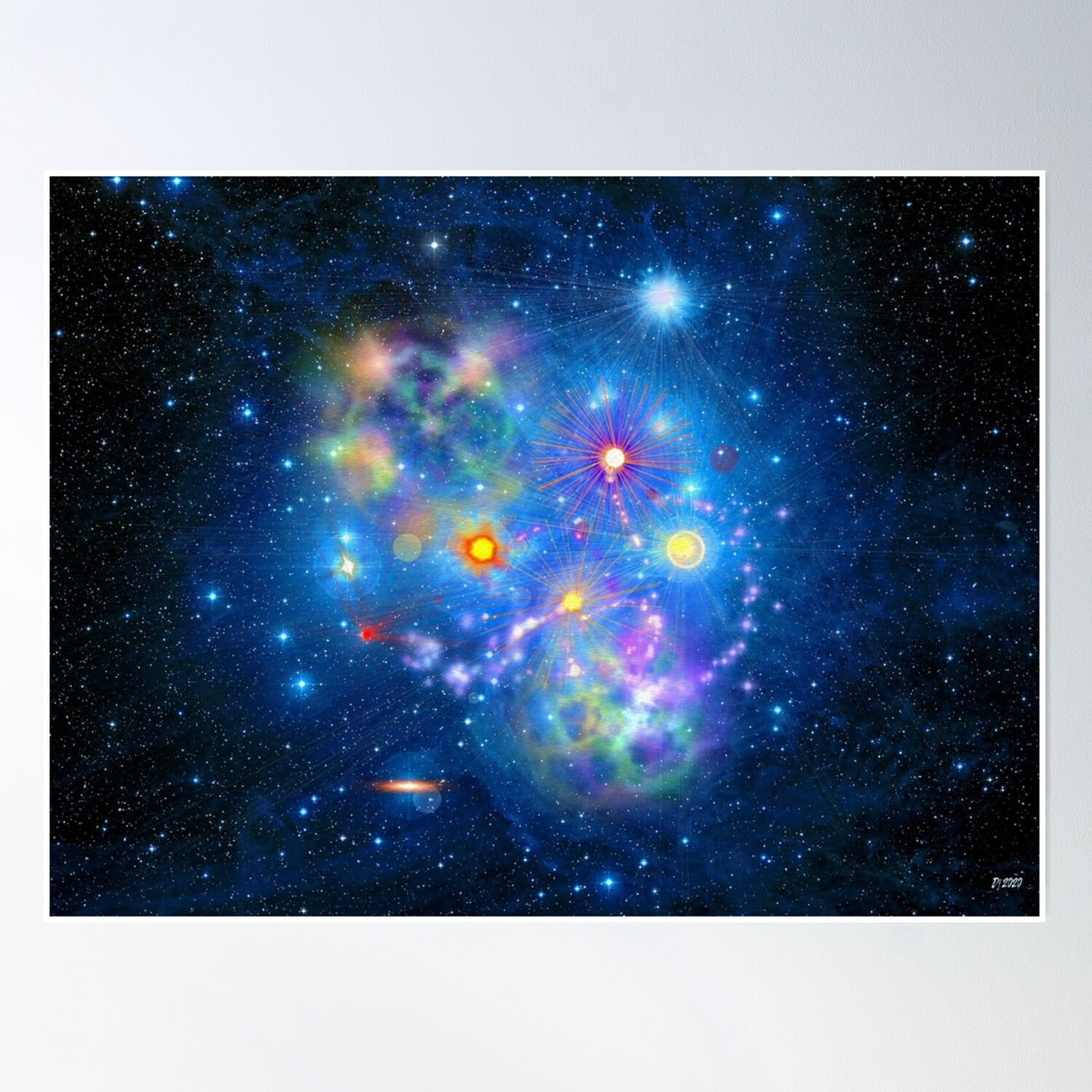 Colorful Pleiades Star Cluster Poster Wall Art, Modern Wall Decor ...