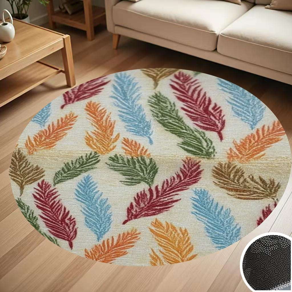 Colorful Plumage Fabric Design Round Carpet Living Room Bedroom Home ...