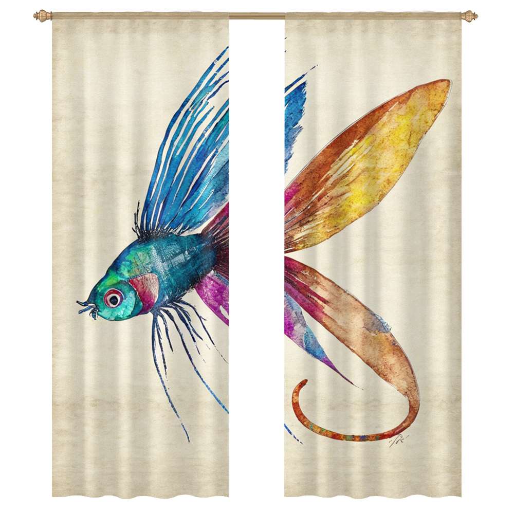 Colorful Plumage Fly Art Print Sheer Voile Curtain Window Tulle ...
