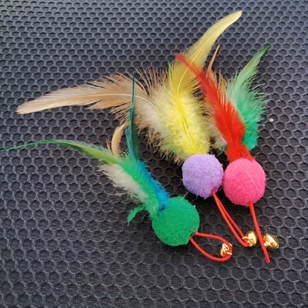 Colorful Plush Funny Cat Stick Replacement-Head Steel Wire Soft Ball ...