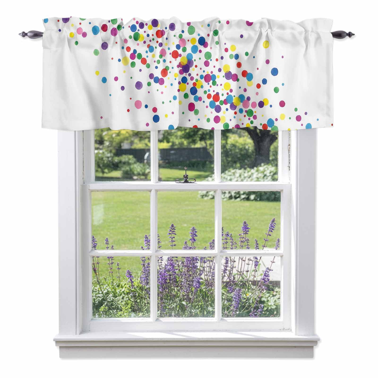 Colorful Point Valances for Windows Cute Watercolor Red Green Yellow ...