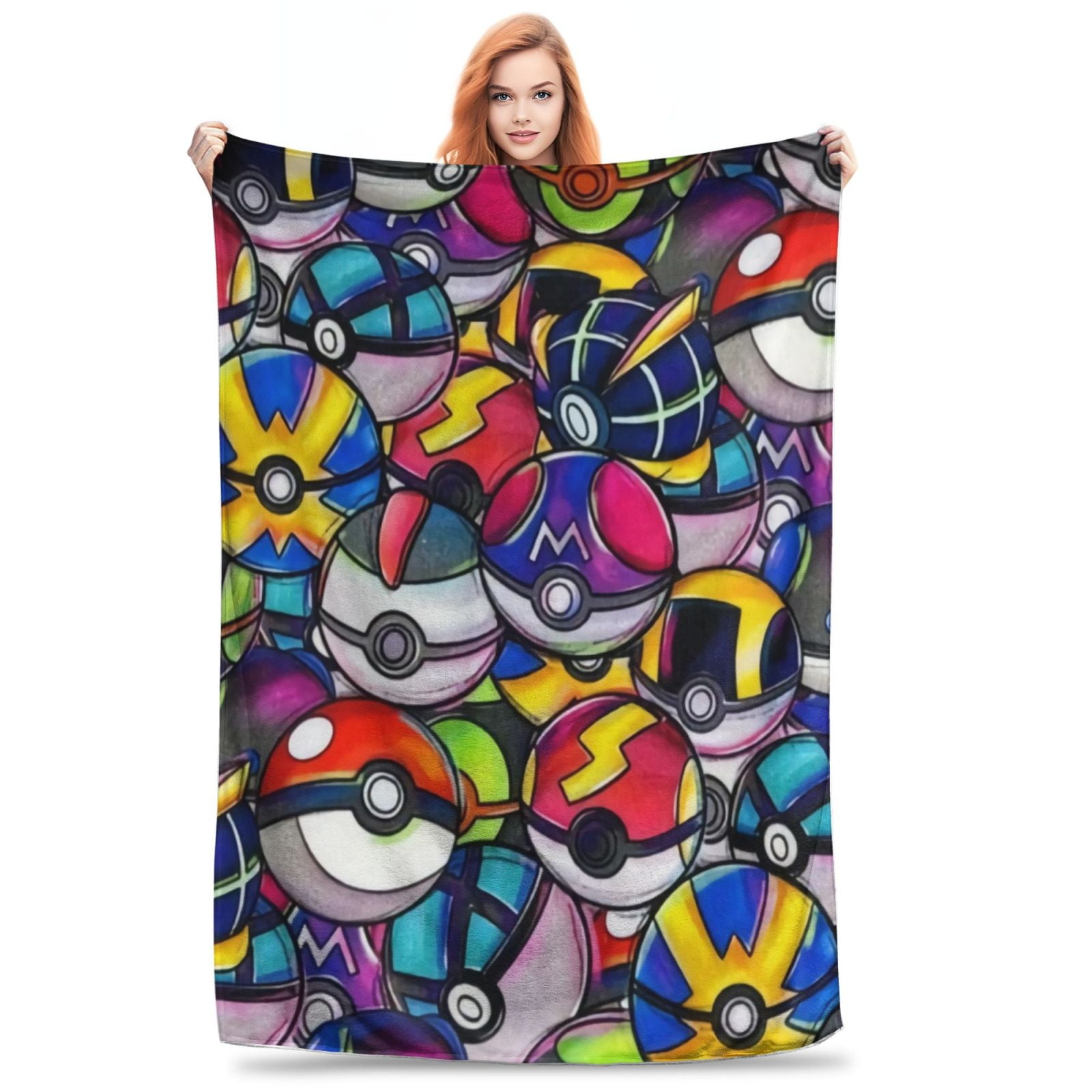 Colorful Pokémon Pikachu Ball Blanket Super Soft Throw Blanket ...