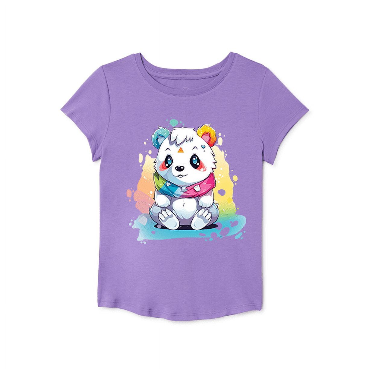 Colorful Polar Bear Cute Graphic T-Shirt for Girls Shirt Size 4-5 ...