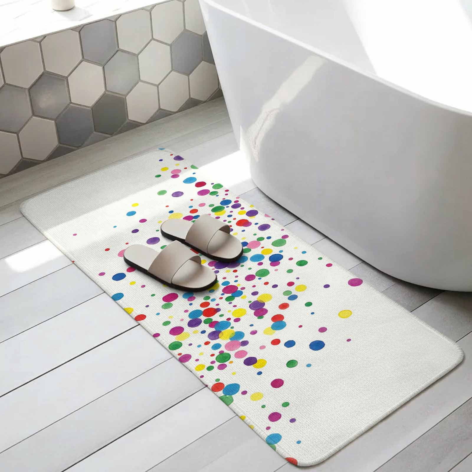 Colorful Polka Dot Bathroom Runner Rugs Non Slip Washable Absorbent ...