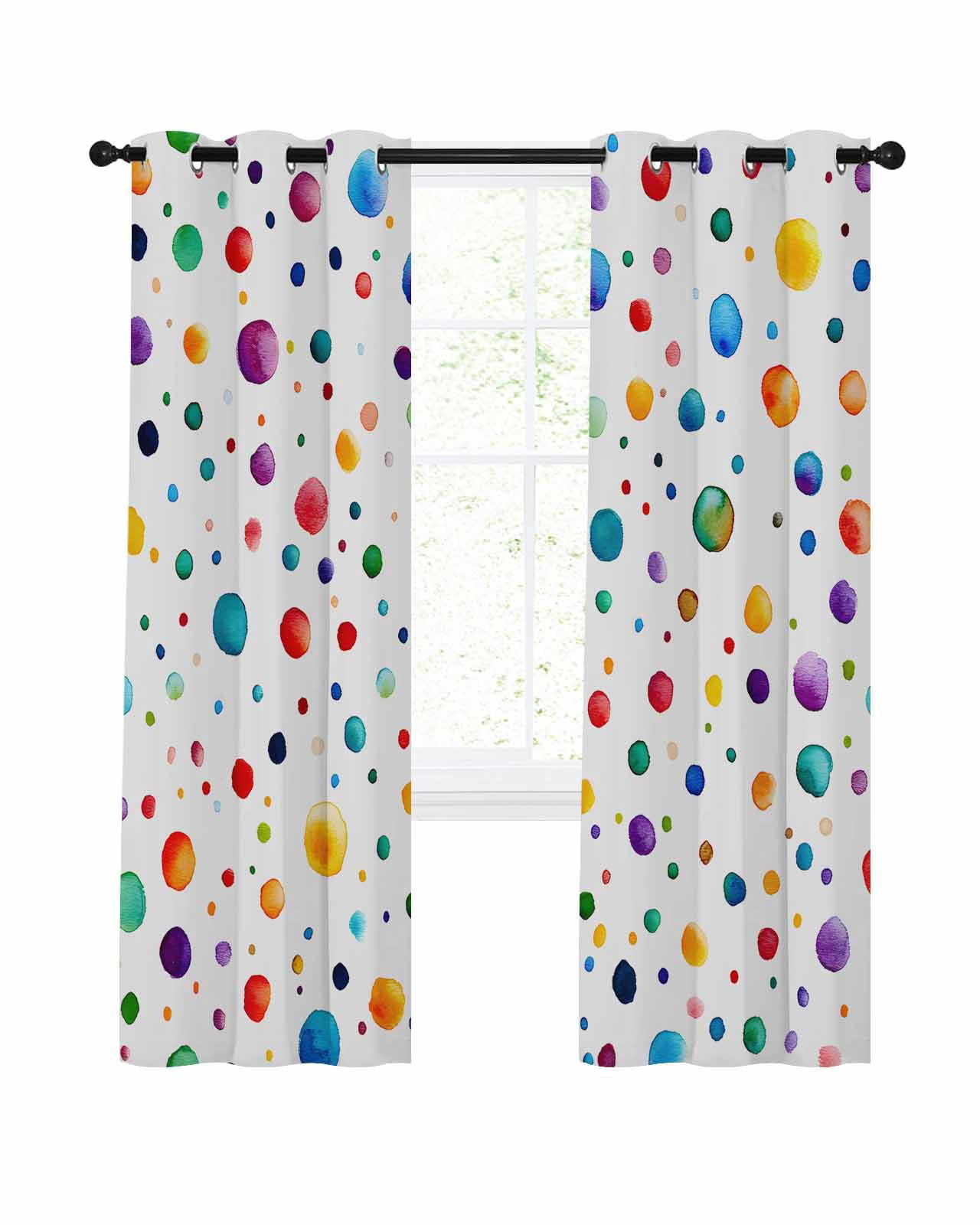Colorful Polka Dot Blackout Curtains, Light Blocking Print Window ...