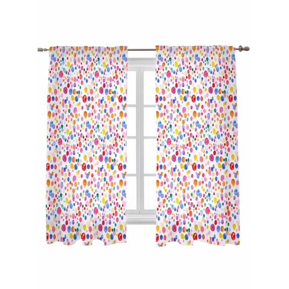 Colorful Polka Dot Curtains 72 Inch Length, Sheer Curtains for Bedroom Living Room Window ...