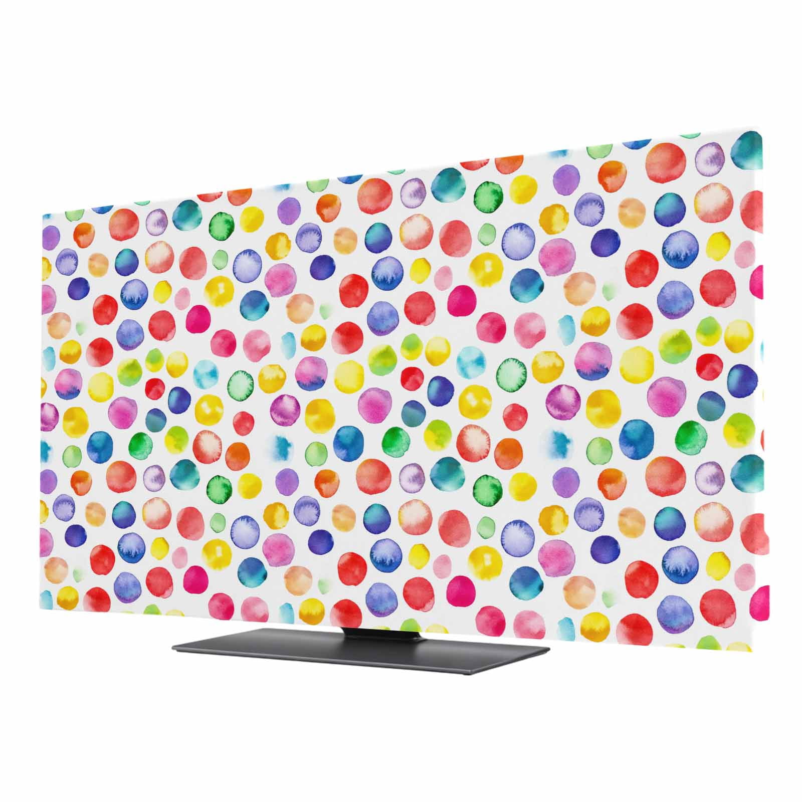 Colorful Polka Dot Elastic Indoor TV Cover 65" Dust Protector, Stretch ...