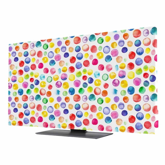 Colorful Polka Dot Elastic Indoor TV Cover 65" Dust Protector, Stretch ...
