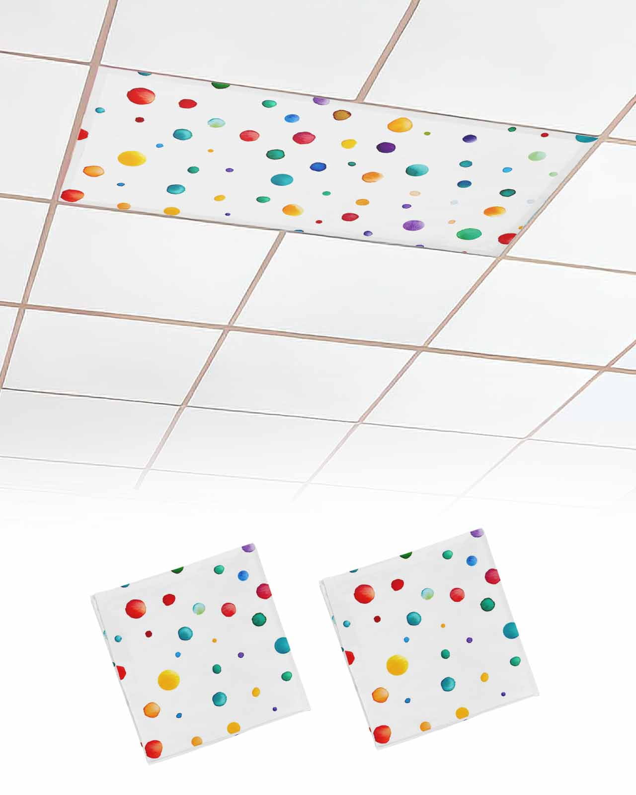 Colorful Polka Dot Fluorescent Light Covers for Ceiling Lights 4x2 feet ...