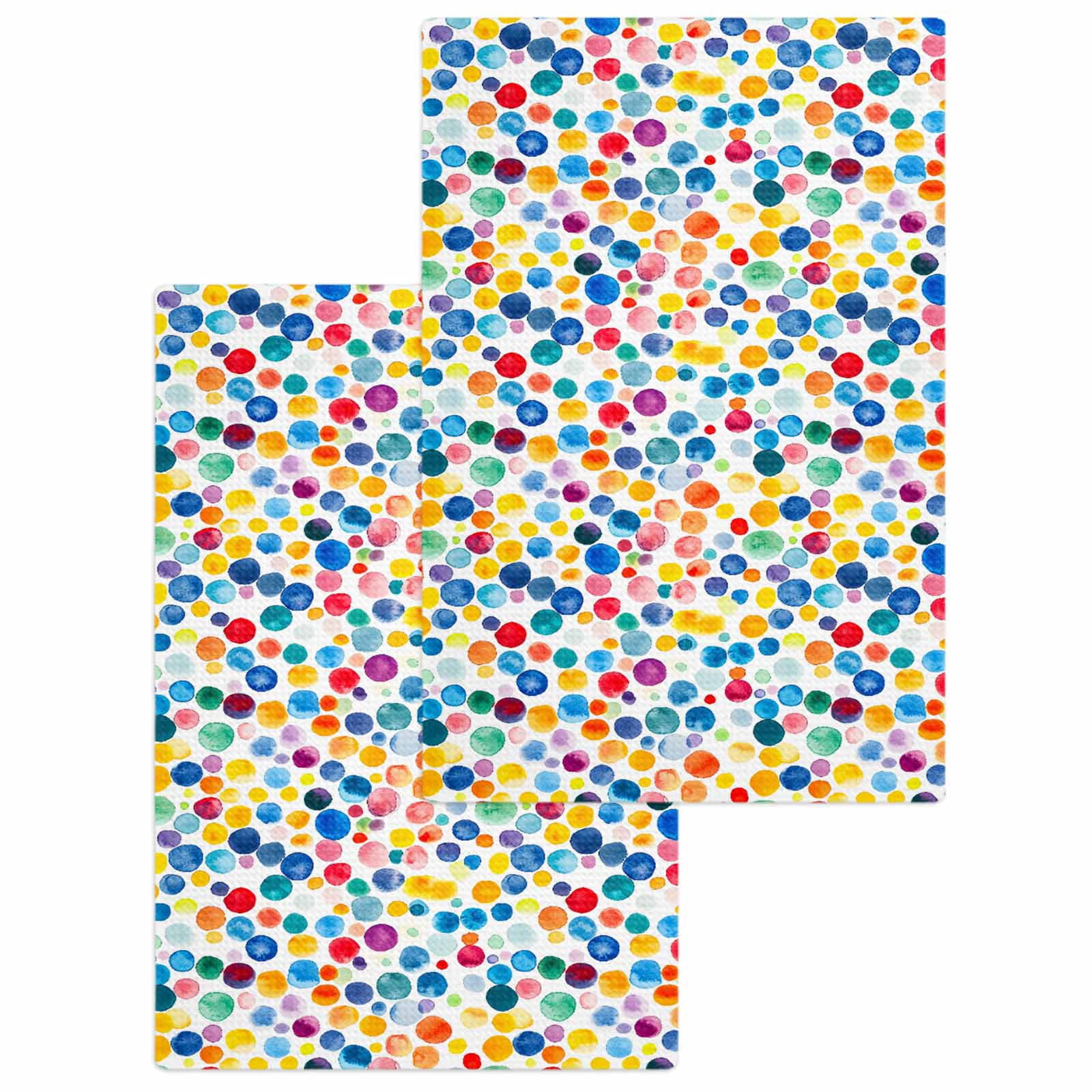 Colorful Polka Dot Hand Towels Set, Waffle Weave Kitchen Towels 2 ...