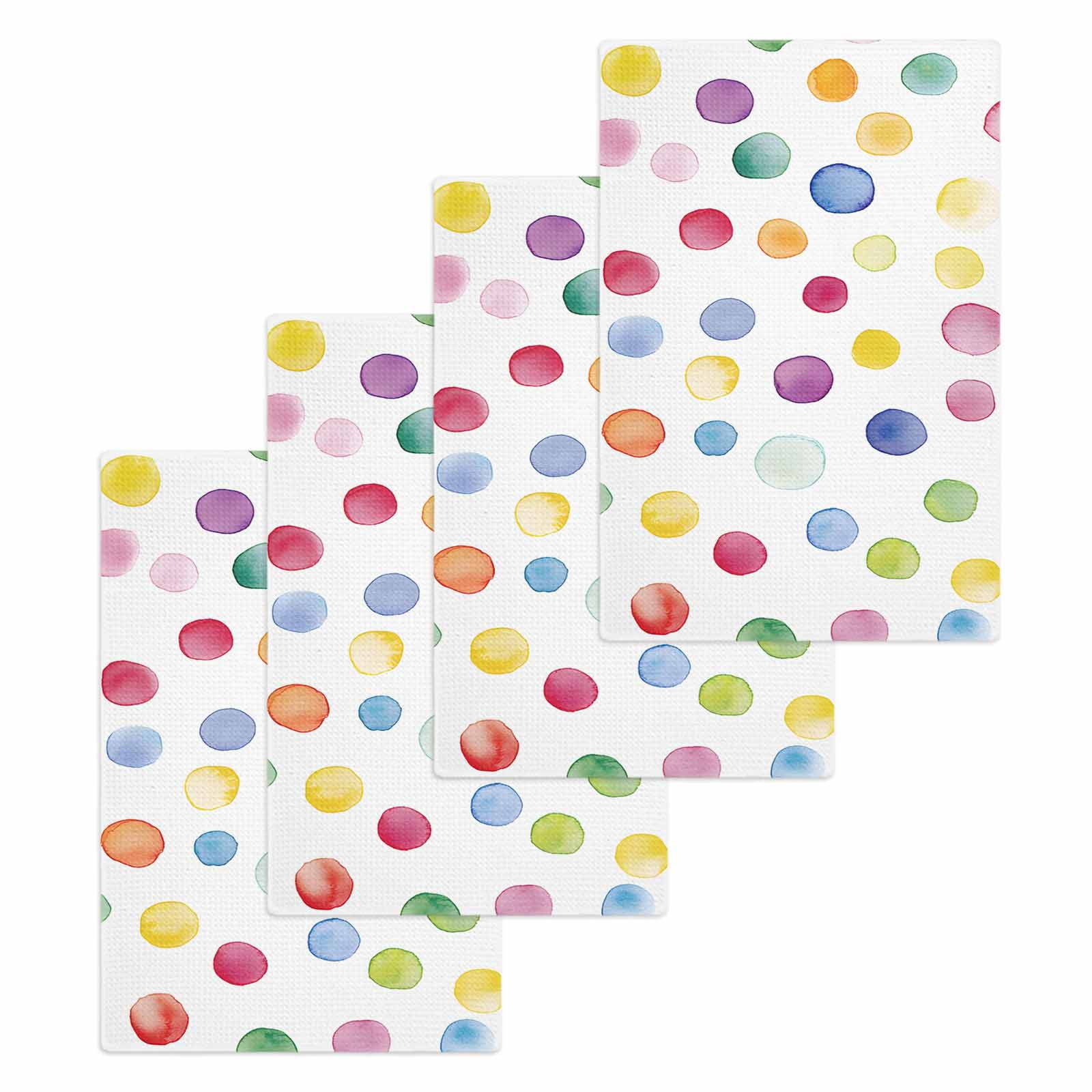 Colorful Polka Dot Kitchen Dish Towels for Drying Dishes Set of 4 ...