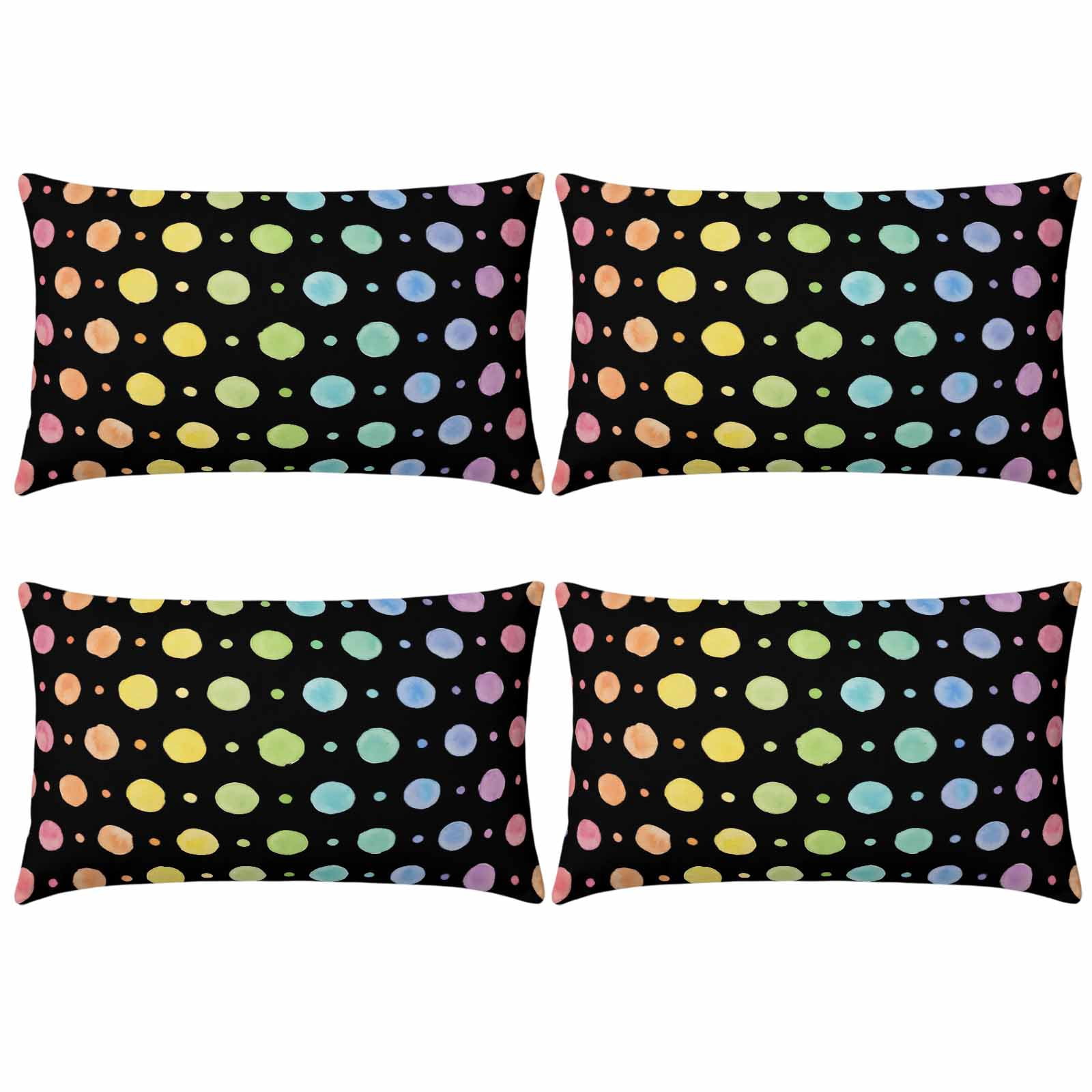 Colorful Polka Dot Lumbar Pillow Covers 12 x 20 Inch Pillow Covers Set ...