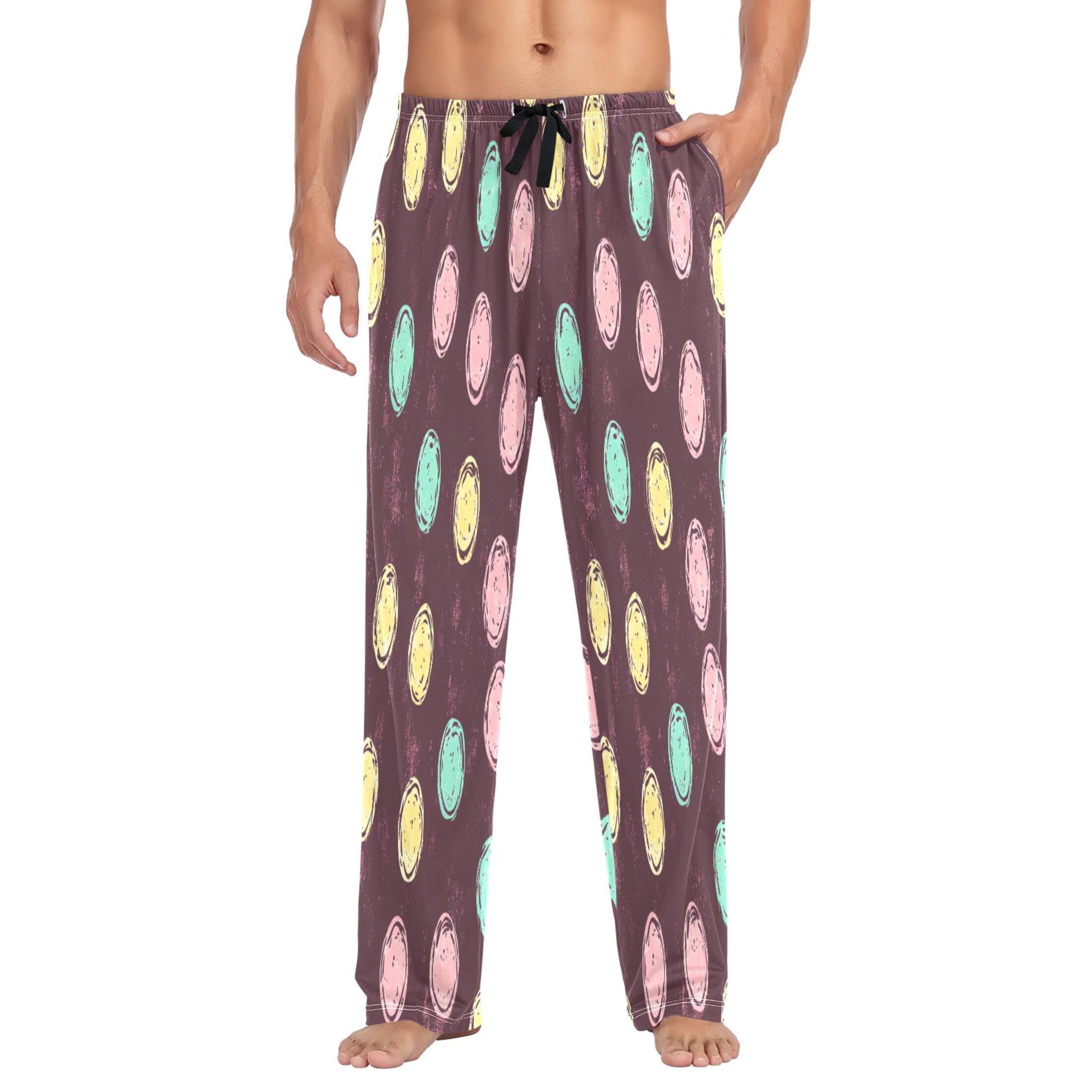 Colorful Polka Dot Pattern Mens Cotton Pajama Pants Long Staple ...