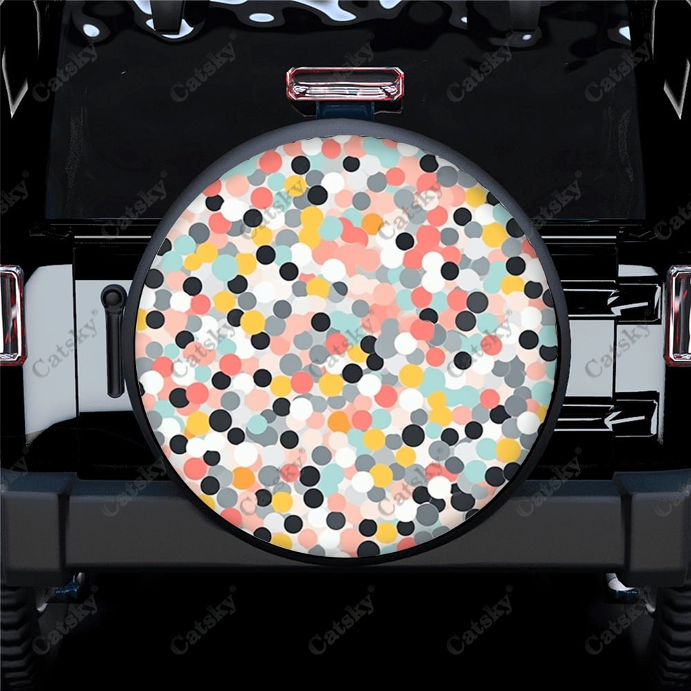 Colorful Polka Dot Pattern Polyester Universal Spare Wheel Tire Cover ...
