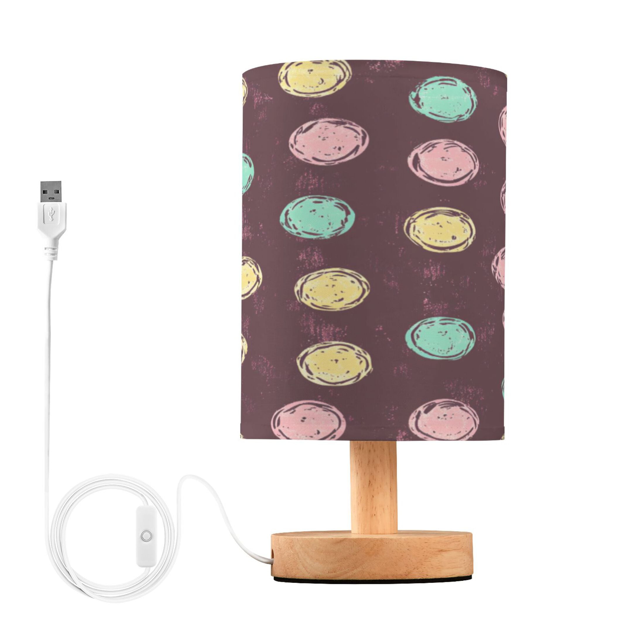 Colorful Polka Dot Pattern USB Powered Canvas Shade Desk Lamp LED Light ...