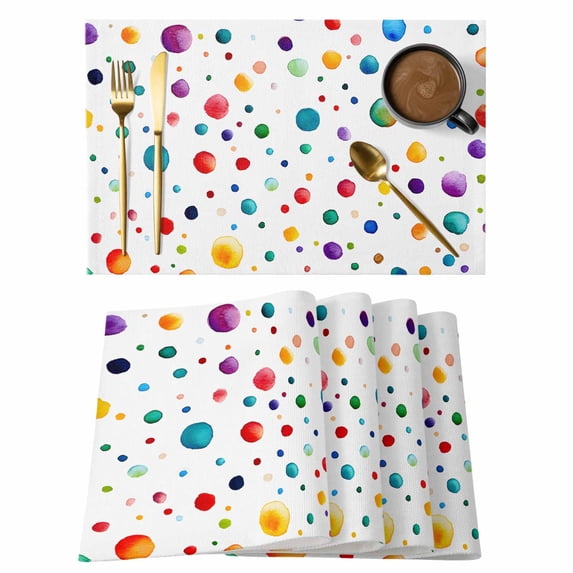 Colorful Polka Dot Placemats Set of 12 Rainbow Color Polka Dots ...