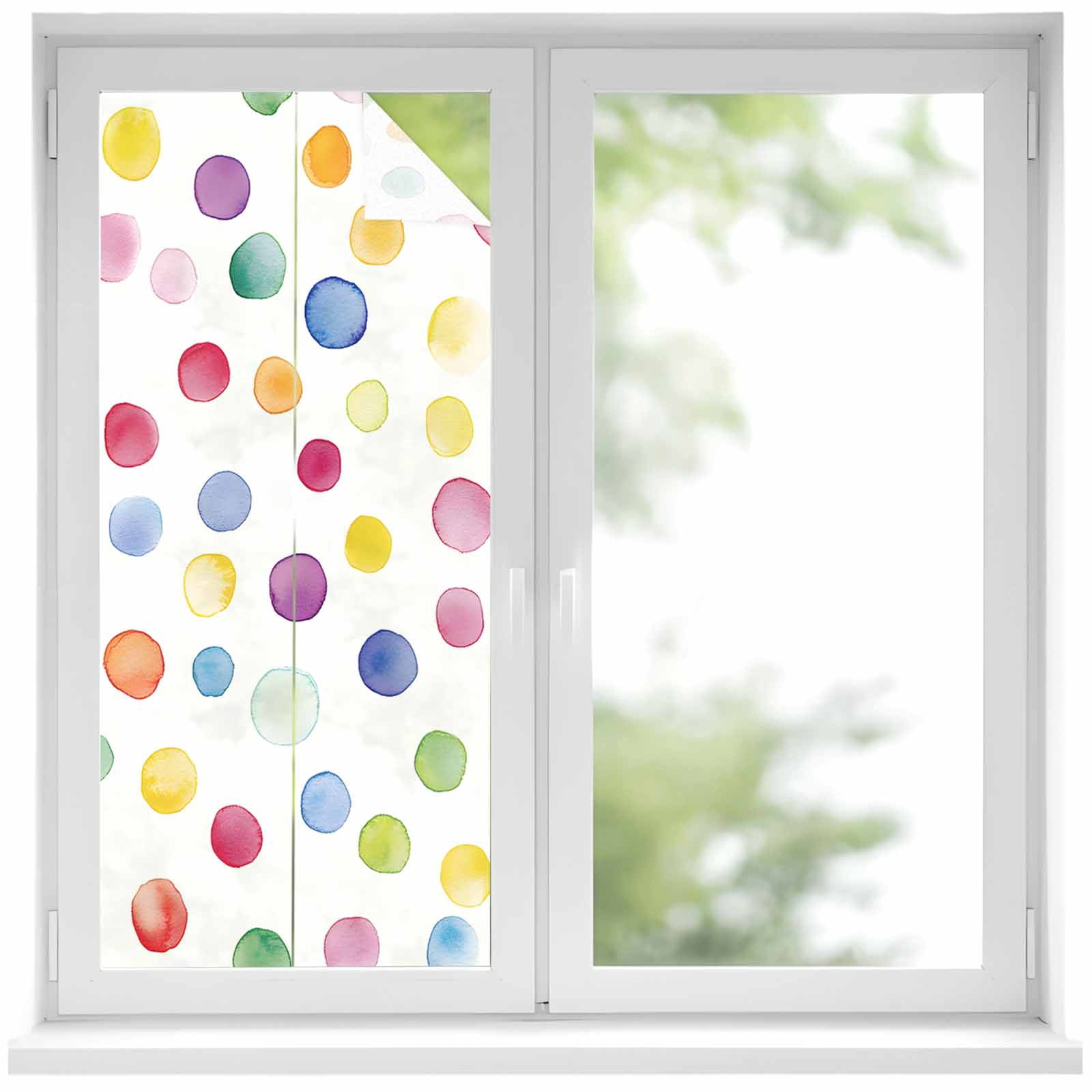 Colorful Polka Dot Privacy Window Film, Decorative Frosted Glass Window ...