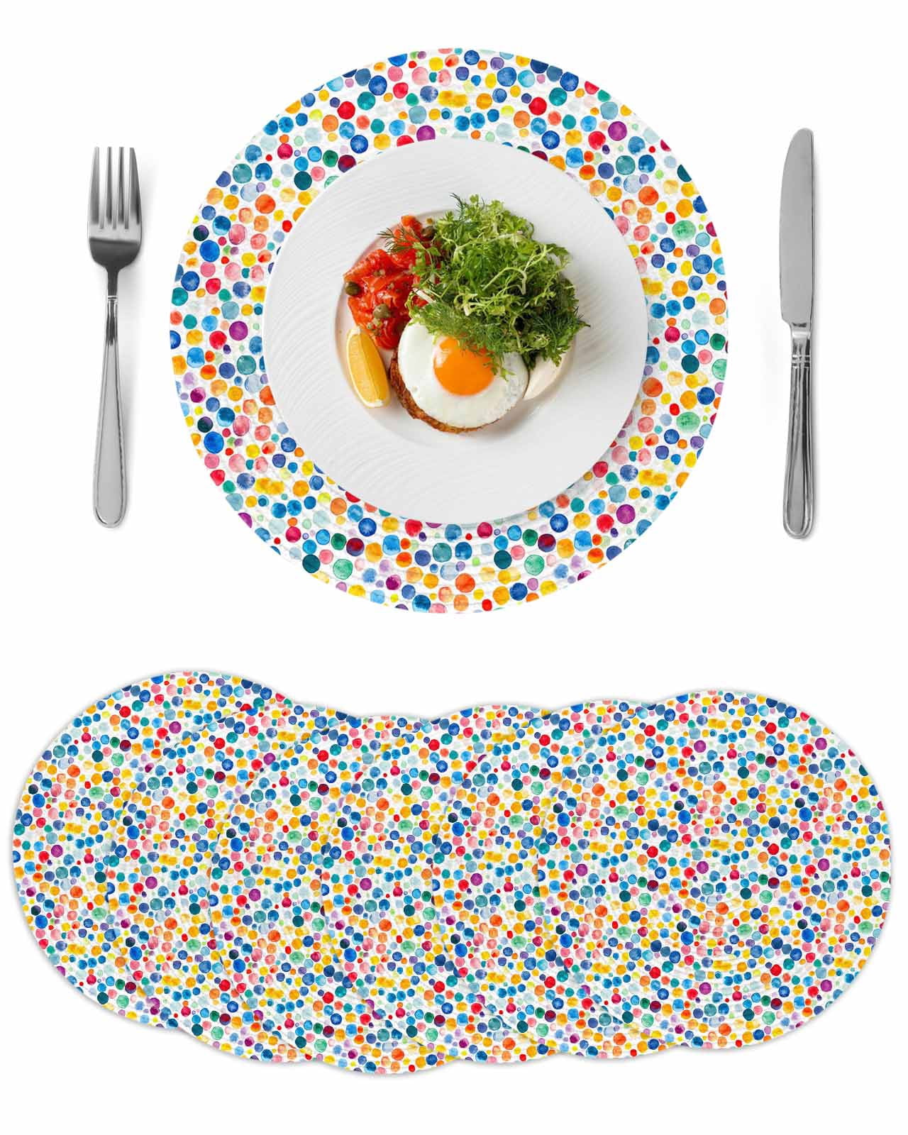 Colorful Polka Dot Round Placemats Set of 6 for Dinning Tables,Heat ...