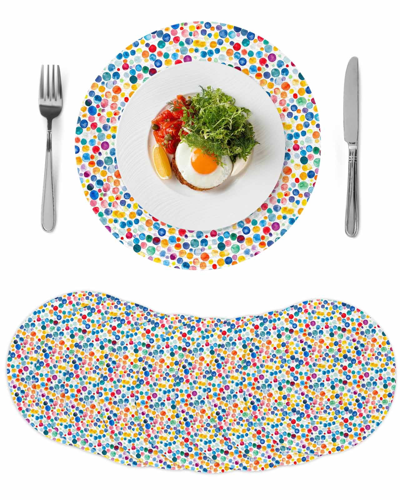 Colorful Polka Dot Round Placemats Set of 8 for Dinning Tables,Heat ...