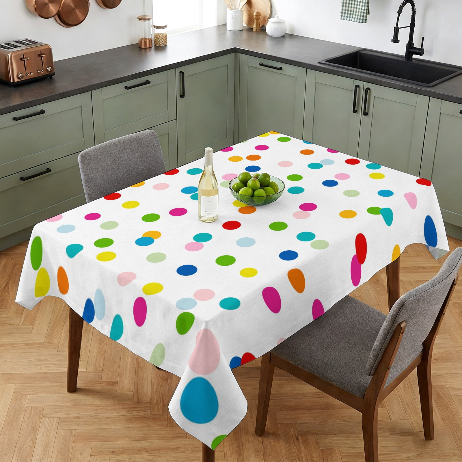 Colorful Polka Dot Seamless Table Cloth 52x70in, Waterproof Rectangle ...