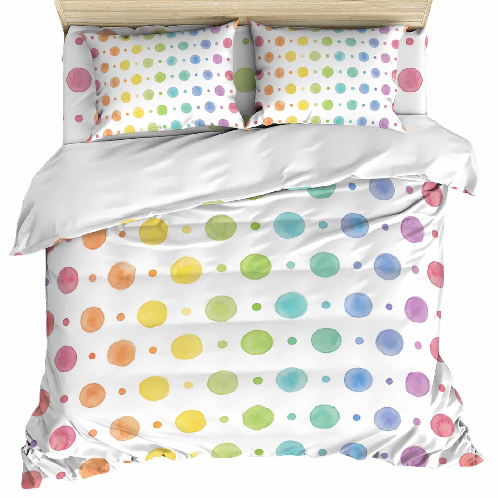 Colorful Polka Dot Set of 4 Bedding Quilt Covers, Cartoon Watercolor ...