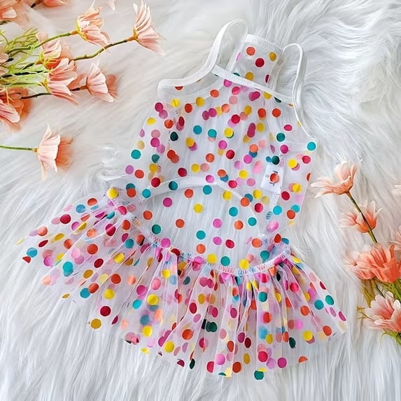 Colorful Polka Dot Suspender Skirt for Cats and Dogs - Black and White ...
