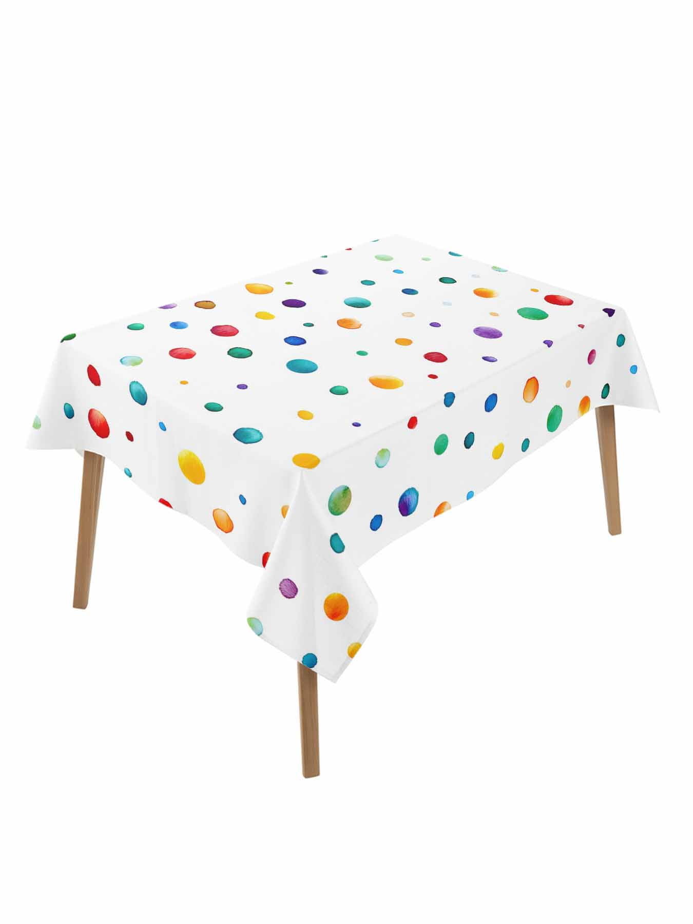 Colorful Polka Dot Table Cloth, Rainbow Point Vibrant Waterproof ...