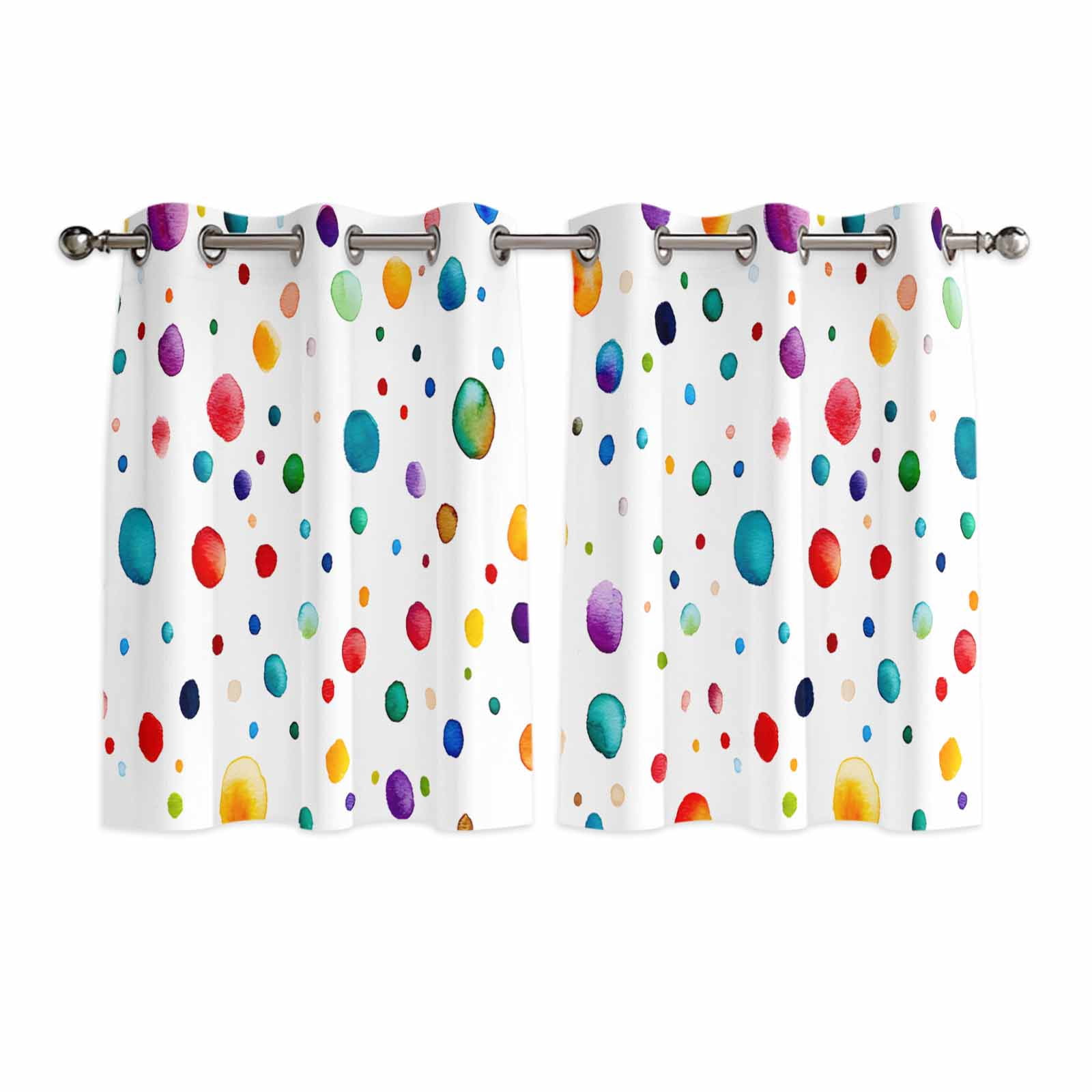 Colorful Polka Dot Window Curtains Panels with Silver Grommet,Rainbow ...